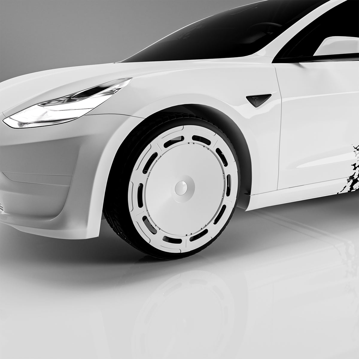 B7 2 black+white aerodisc Tesla wheel covers for model 3 18‘’ Y 19‘’ h ...